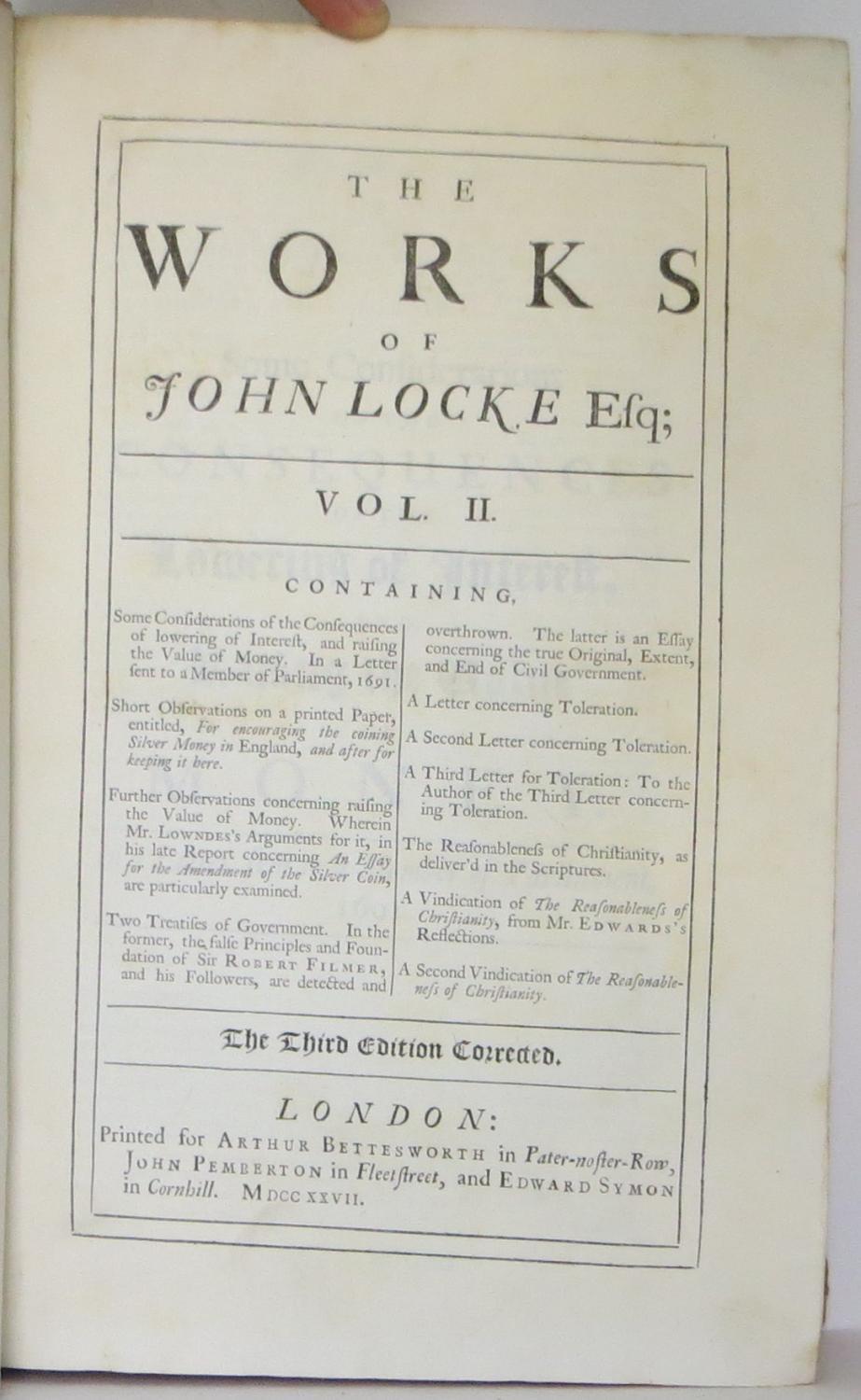 Works of John Locke | John Locke | 3rd Edition